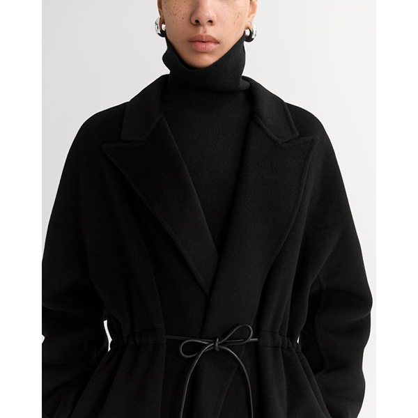 Soft Goat Drawstring Coat Black | OXHOLM - Oxholm